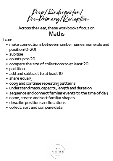 Prep Term 2 (QLD/VIC/TAS) English and Maths Homeschooling Workbook – At ...