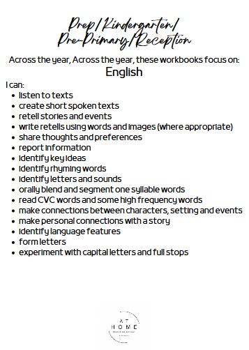 Kindergarten Term 2 (NSW/ACT) Homeschooling Workbook – At Home ...